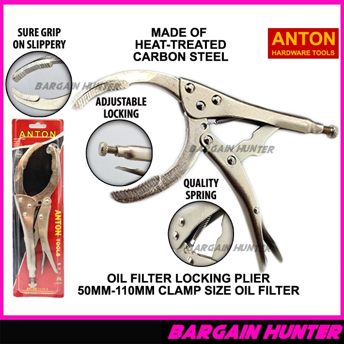 ANTON Oil Filter Locking Plier 50mm-110mm Clamp Size Oil Filter Opener ...
