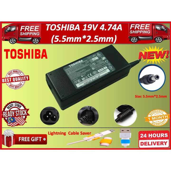 TOSHIBA 19V 4.74A (5.5mm*2.5mm) For ADP-75SB AB BB, PA-1750-04, PA-1900-03, PA-1750-09 ...