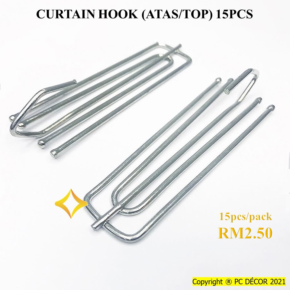 15pcs Cangkuk Langsir Besi Cangkuk Atas (15pcs Top Hook Steel Curtain ...