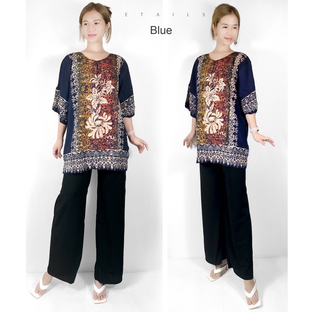 JUMBO Plus Size Batik Short Sleeve Blouse Wanita Baju Batik Perempuan ...