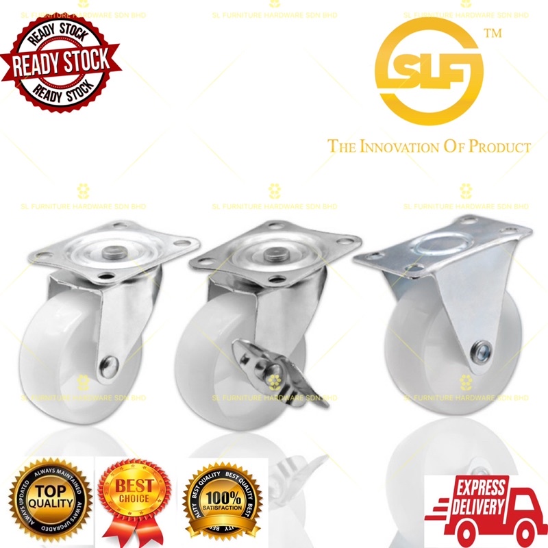 SLF 2" High Quality Swivel White Nylon Caster Wheel Roller Swivel ...