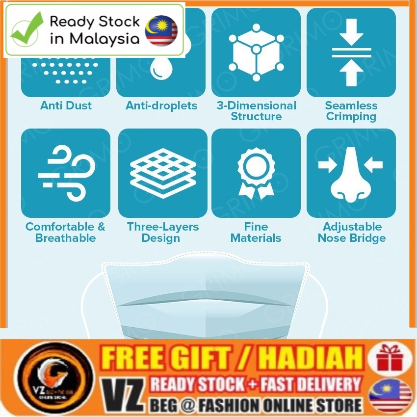 🎁 10/50 3 PLY Mask Face Anti Dust Disposable Surgical Masks 3 Layer ...