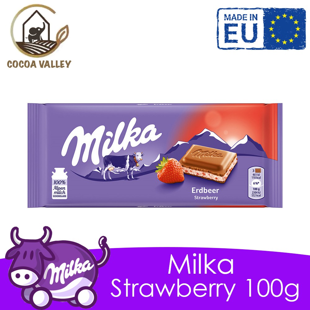 Milka Strawberry Milk Chocolate Bar 100g (Made in Germany) | Shopee ...