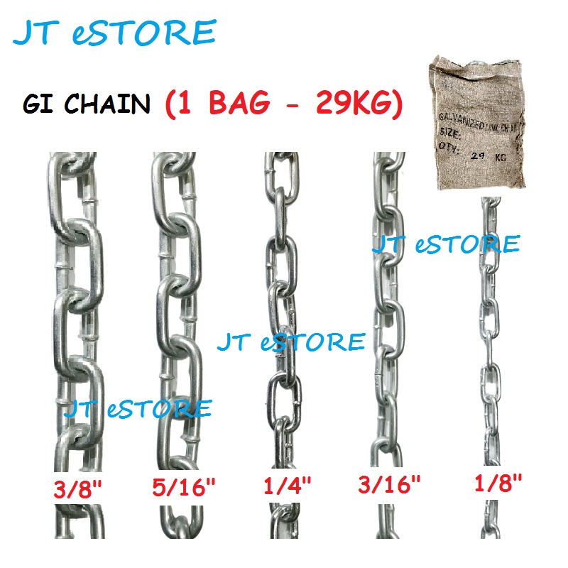 [JT eSTORE] 29 KG (1 Bag) GI Chain / Galvanized Chain Link / Rantai ...