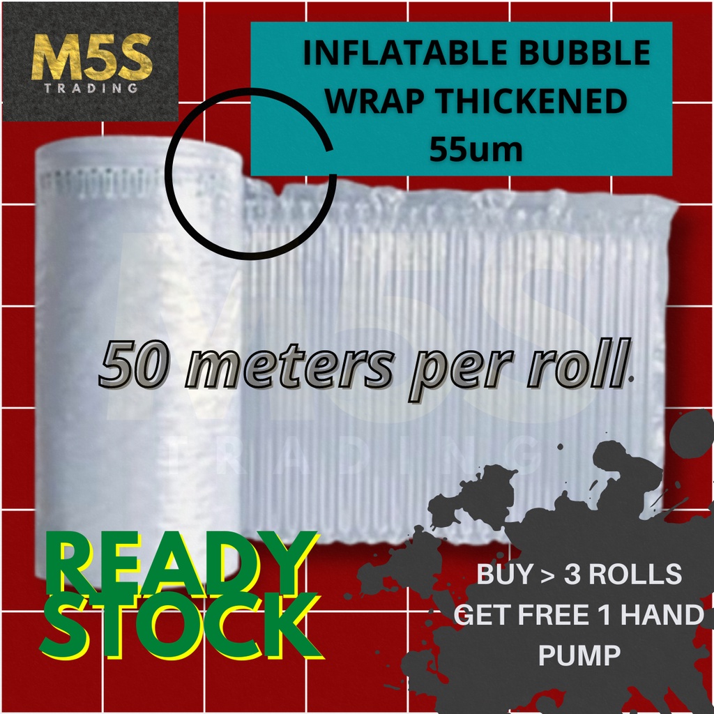 50m Inflatable Air Bubble Wrap Air Packaging Protective Bubble Tube ...
