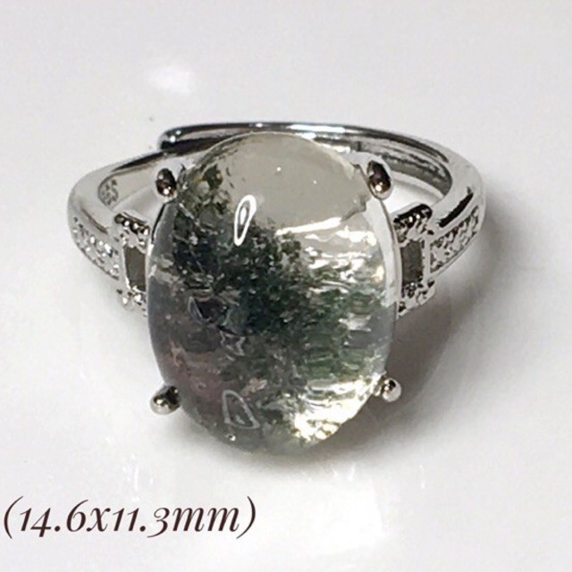 Cincin Kristal / Natural Crystal Green Phantom Silver Rings 天然水晶绿幽灵戒指 ...