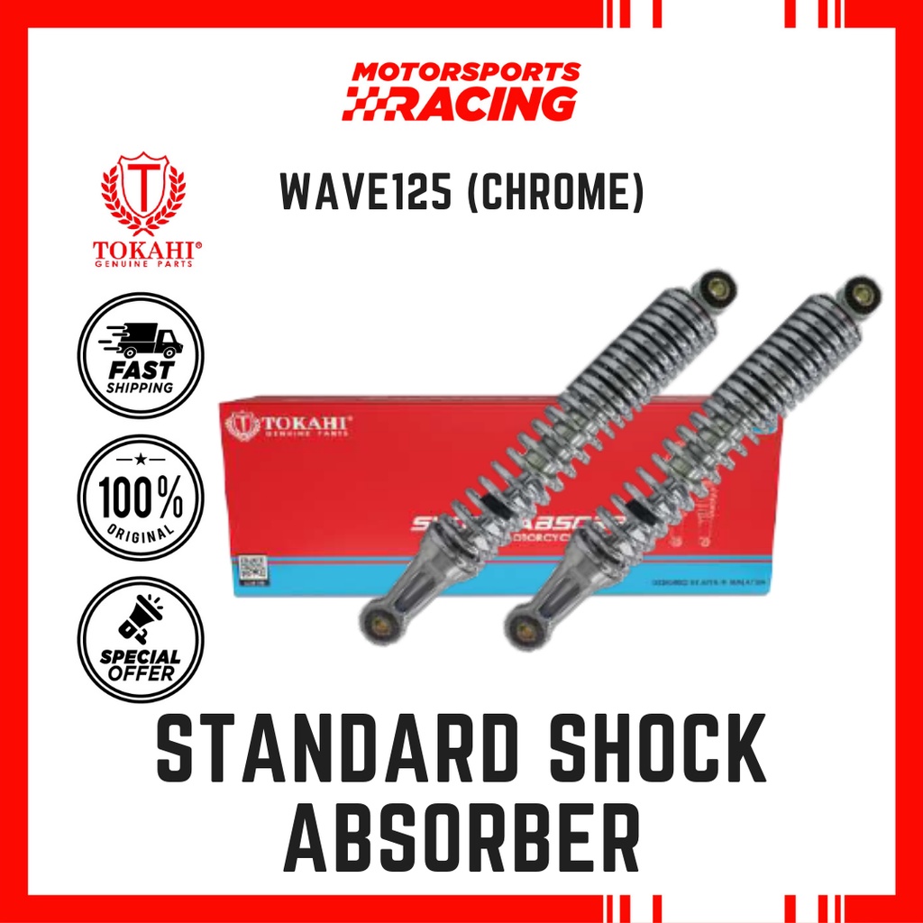 WAVE125 340MM 330MM👈 TOKAHI STANDARD SHOCK ABSORBER REAR STD ORIGINAL ...
