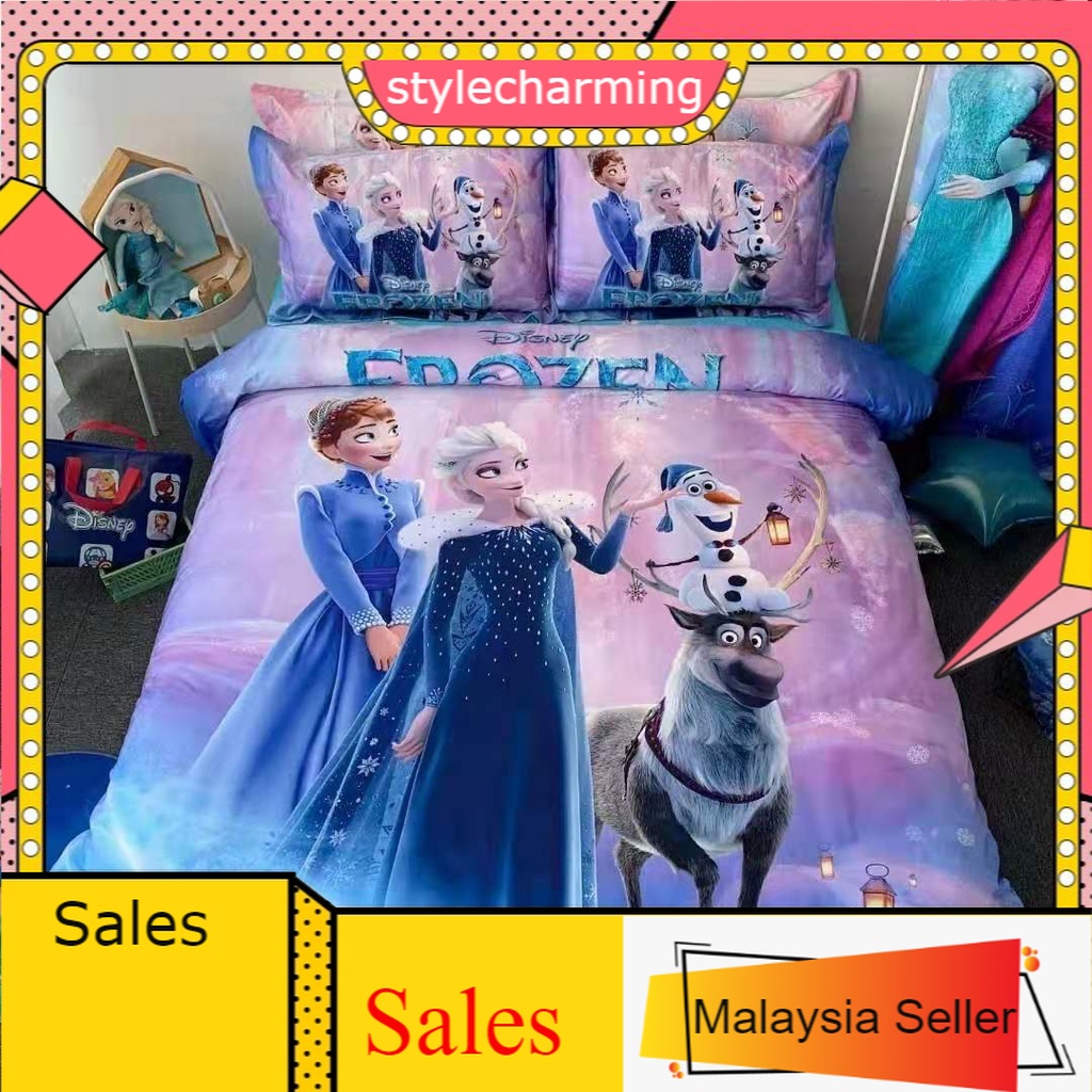 Premium 100% Pure Cotton Frozen Ultraman Spiderman Flat Sheet Bedsheets ...