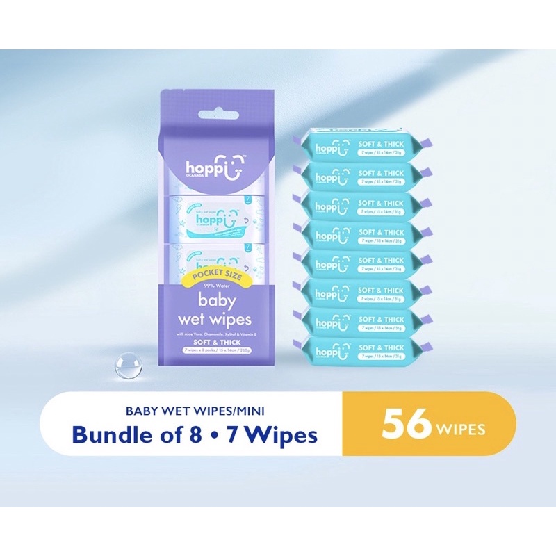 Hoppi Premium 99% Baby Water Wipes / Mini Wipes / Pocket Wipes / Baby ...