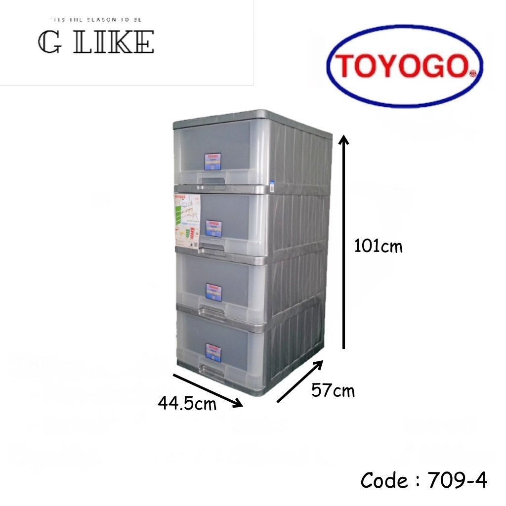 Toyogo 4 Tier Plastic Drawer / Cabinet / Storage Cabinet 709Toyogo 4层塑料 ...
