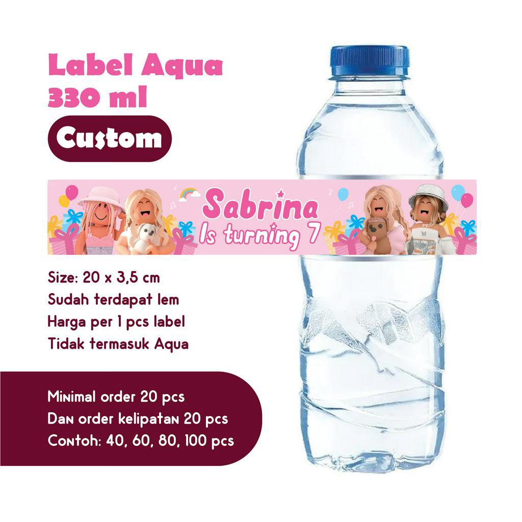 Label AQUA 330 ML ROBLOX GIRL BOY CUSTOM NAME HAPPY BIRTHDAY DECORATION ...