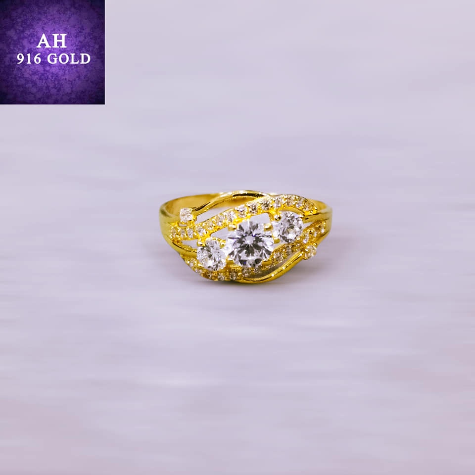 Cincin Tunang Emas 916 Size 16/Merisik/Kahwini/Nikah/Engagement Ring ...