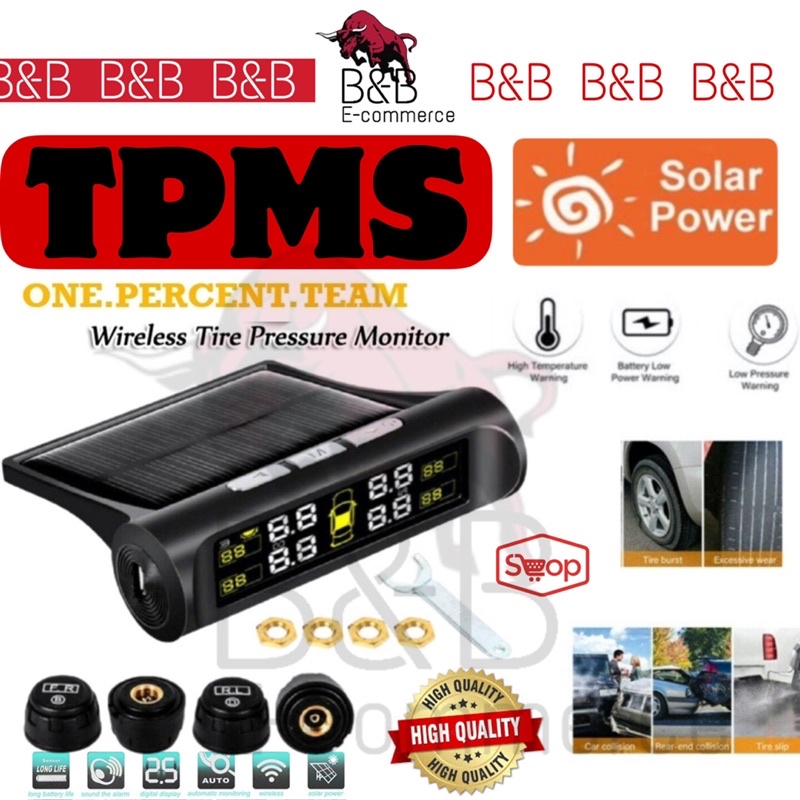 NEW TPMS Multi Color Screen Tire Pressure Monitor System Solar Wireless ...