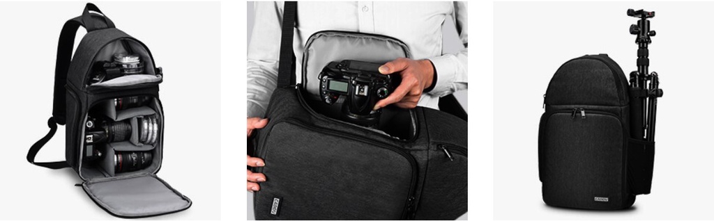 Professional Camera Sling Bag Backpack with Shockproof Lens Case Tripod ...