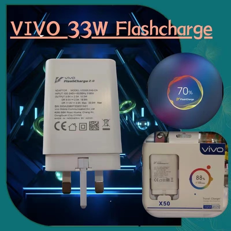 VIVO 33W Fast Charger Flash Charger 2.0 Adapter With TYPE-C Usb Data ...