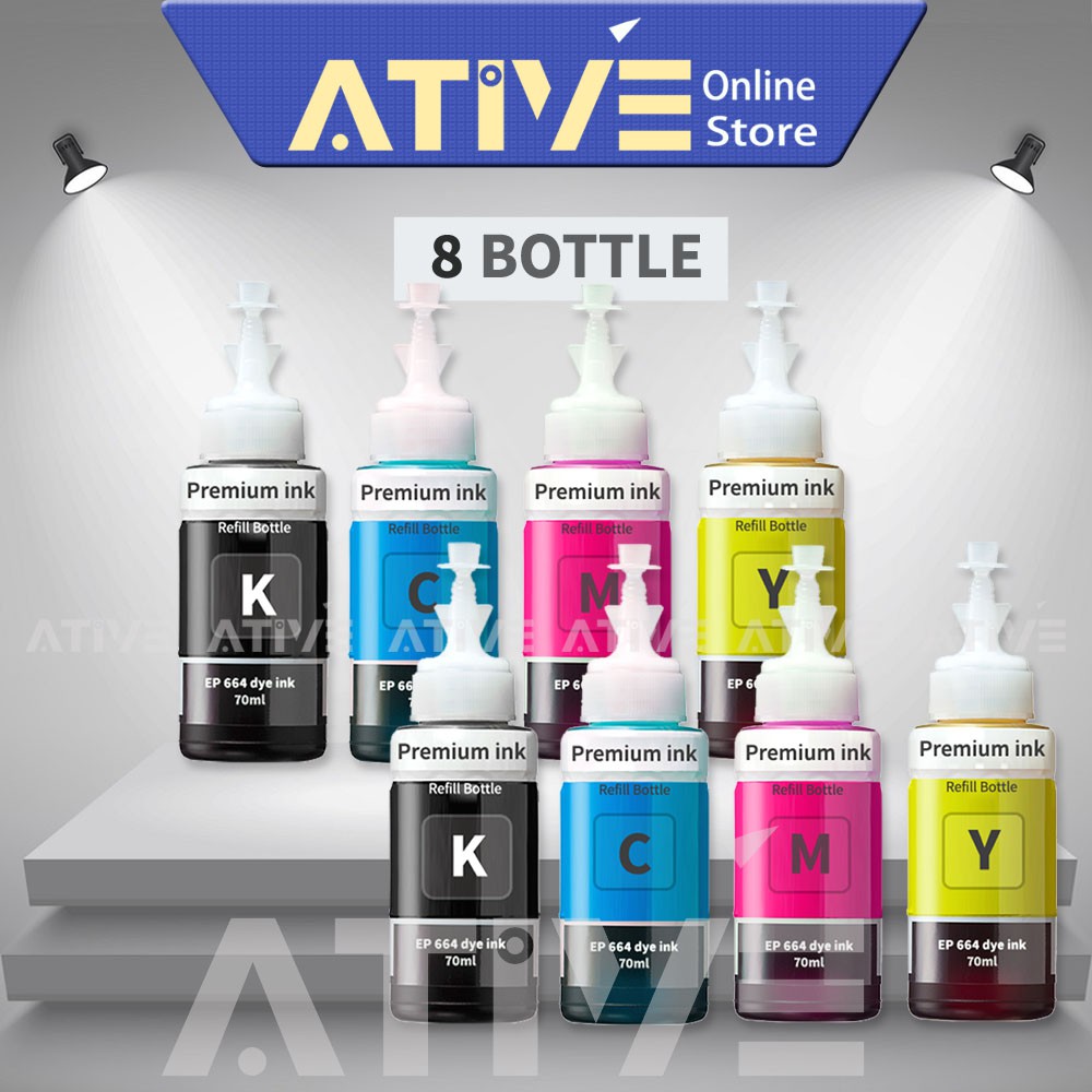 EP 664 REFILL INK (8 BOTTLE) FOR L210 L220 L360 L405 L565 | Shopee Malaysia