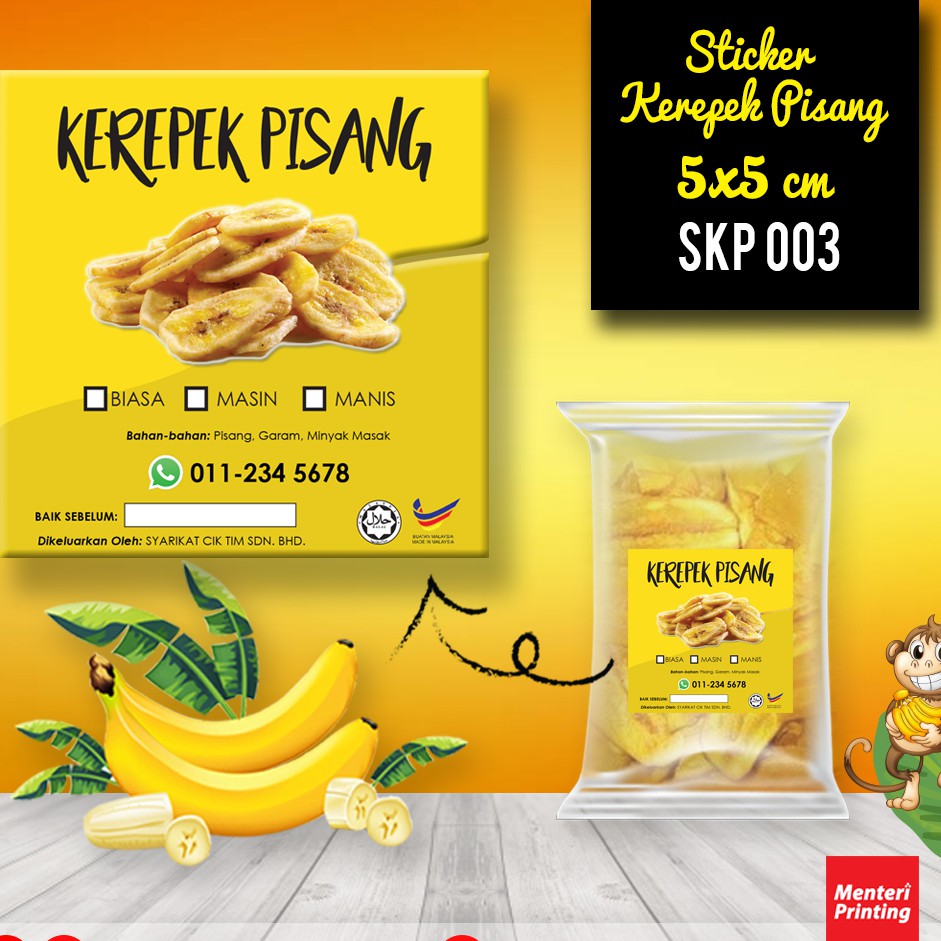🔥LAKU KERAS!![READY STOCK] STICKER PRODUK KEREPEK PISANG SKP03 80PCS 🔥 ...