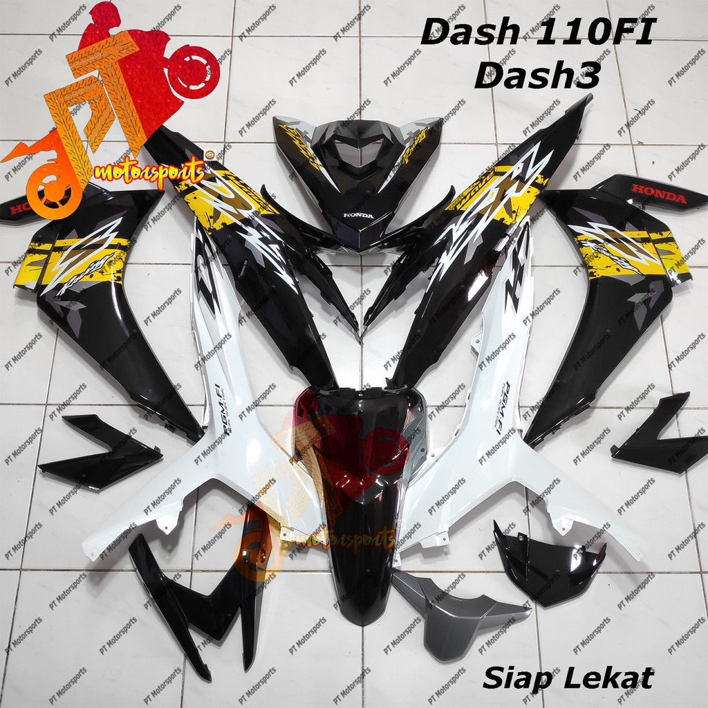 Honda Dash 110 Fi Dash 3 Dash V3 Cover set Black White with sticker OEM ...