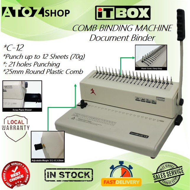 iTBOX Comb Binding Machine | Heavy Duty Comb Binder | A4 Paper Puncher ...
