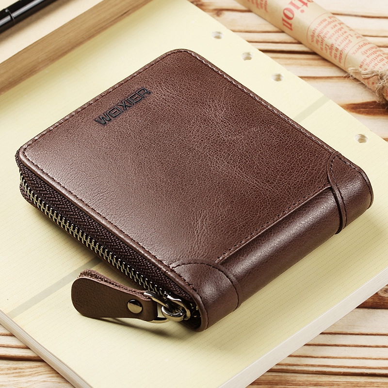 LABER LEE Men Bifold PU Leather Short Zipper Wallet Short Wallet ...