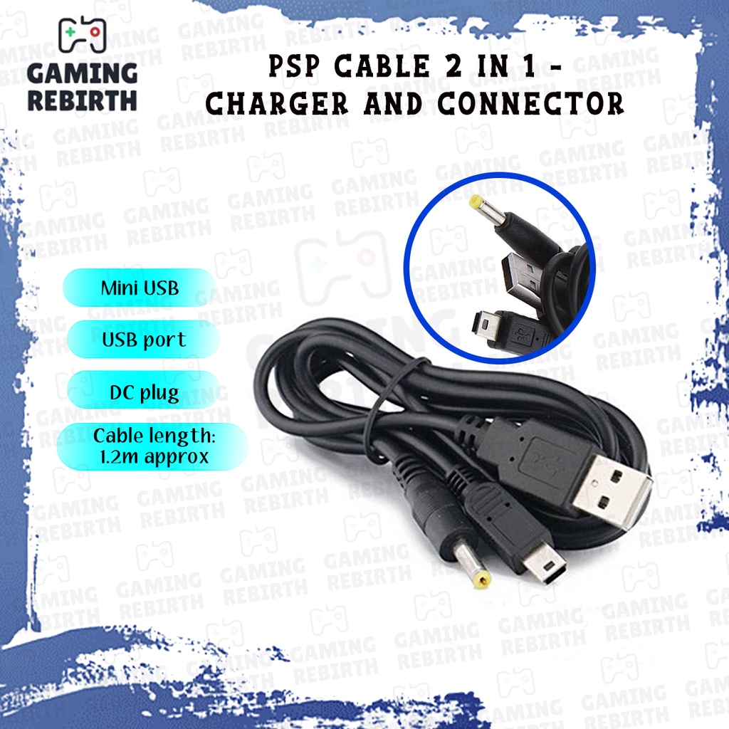 PSP CABLE 2 IN 1 - CHARGER AND CONNECTOR | GOOD QUALITY | Shopee Malaysia