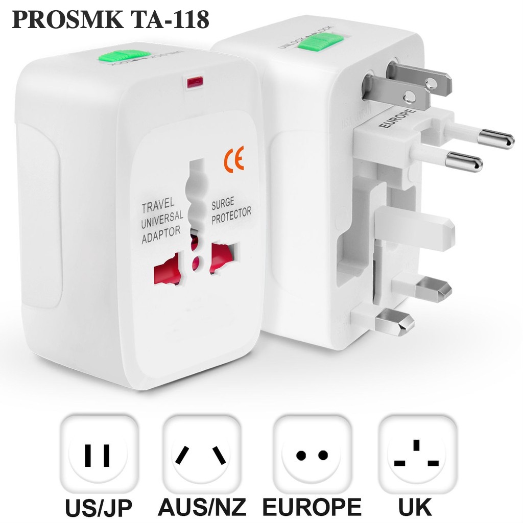 PROSMK All-in-one universal world travel adapter TA-118 multi travel ...