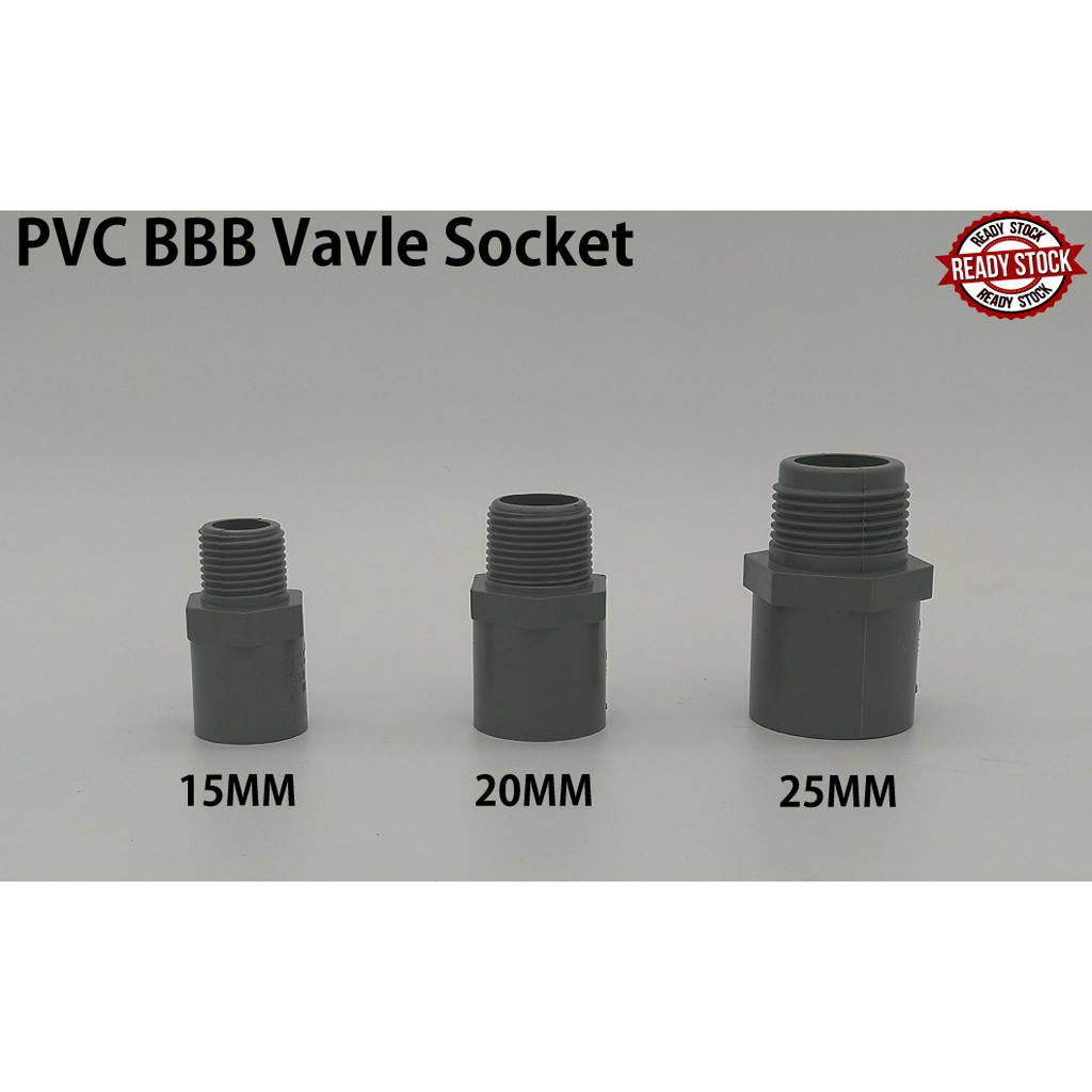 15MM 20MM 25MM PVC PIPE FITTING BRAND BBB (BINA) VALVE SOCKET | PAIP AIR FITTING KELABU | Shopee ...