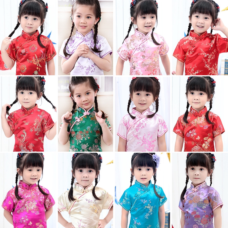 Girls cheongsam summer 2019 dress in the big children Tang suit ...