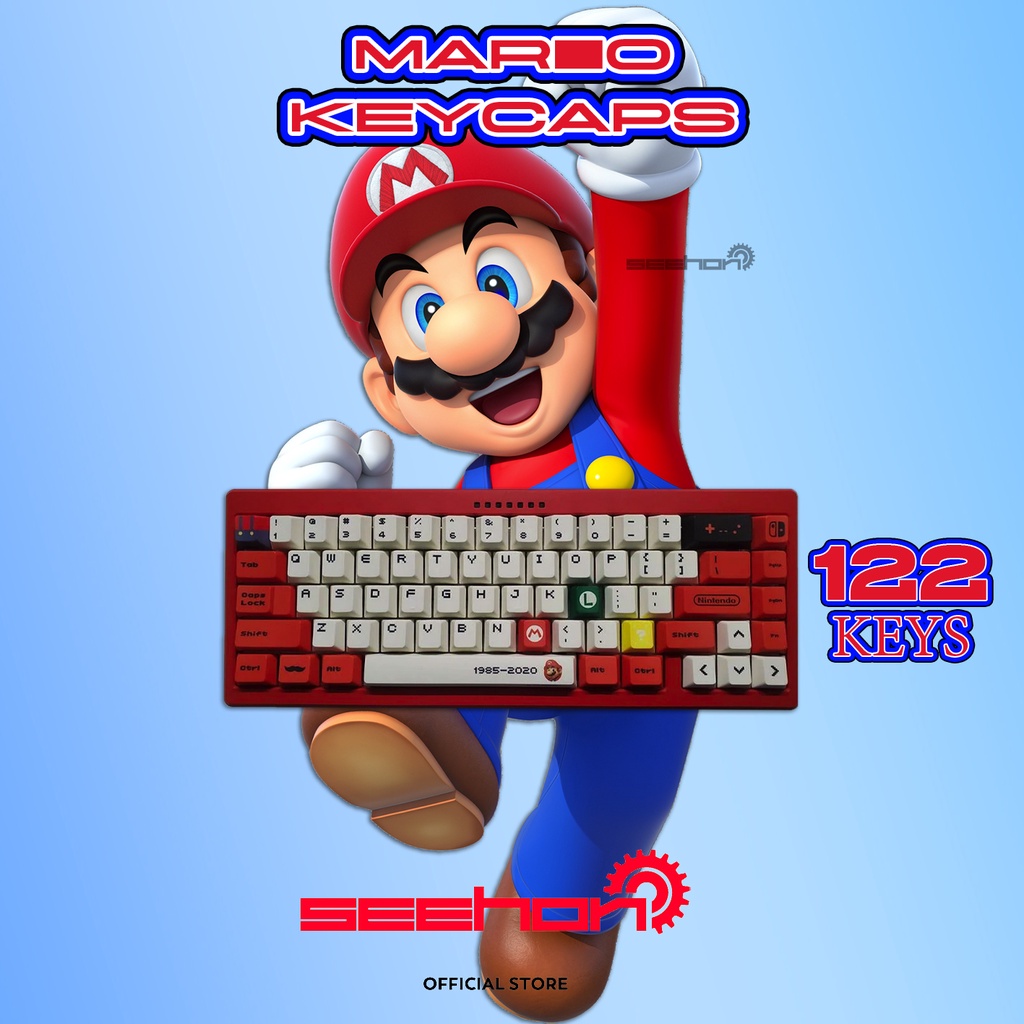 「SEEHON OFFICIAL STORE」PBT Super Mario Keycap 122pcs OEM/XDA Cute ...