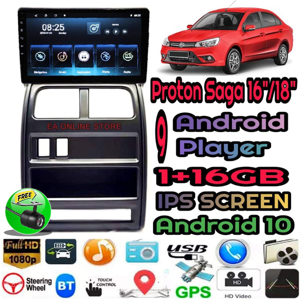 Proton Saga VVT '16 T3 P9 Quad Core 9" IPS Screen Android Player Car ...