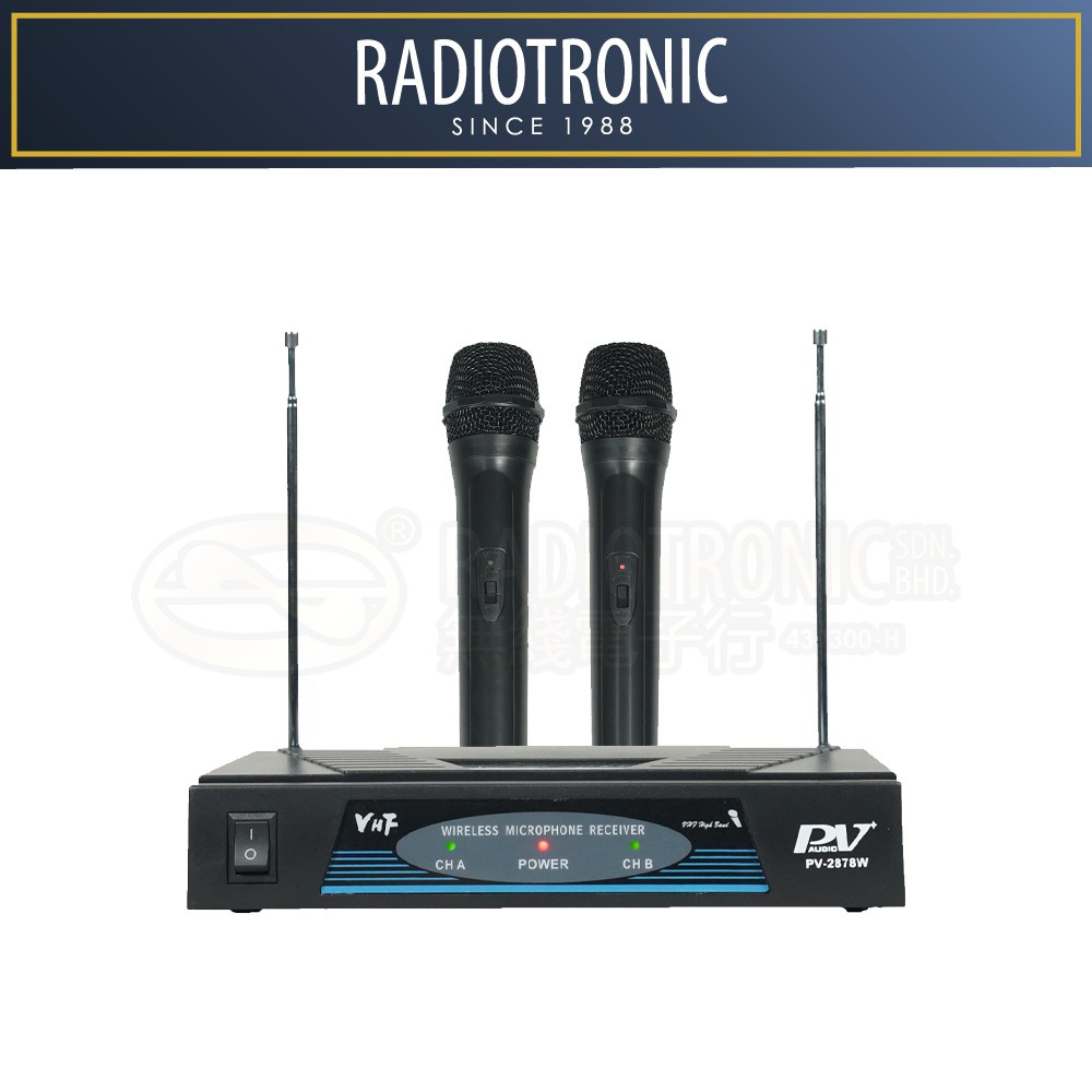 (MCMC SAFETY APPROVED) PV AUDIO VHF WIRELESS MICROPHONE PV-2878W ...