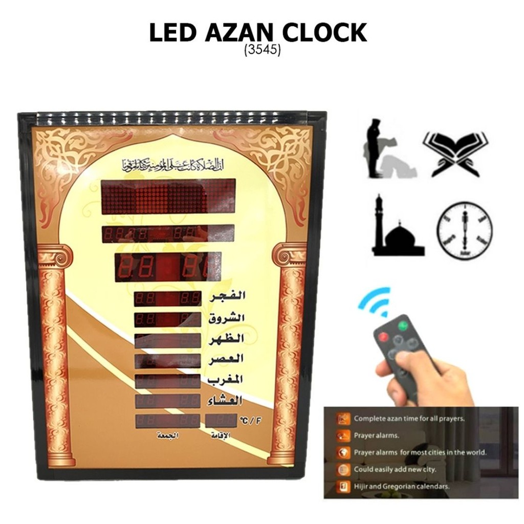 Digital Led Azan Wall Clock/Jam Dinding Azan Led Digital Taqwim – With ...