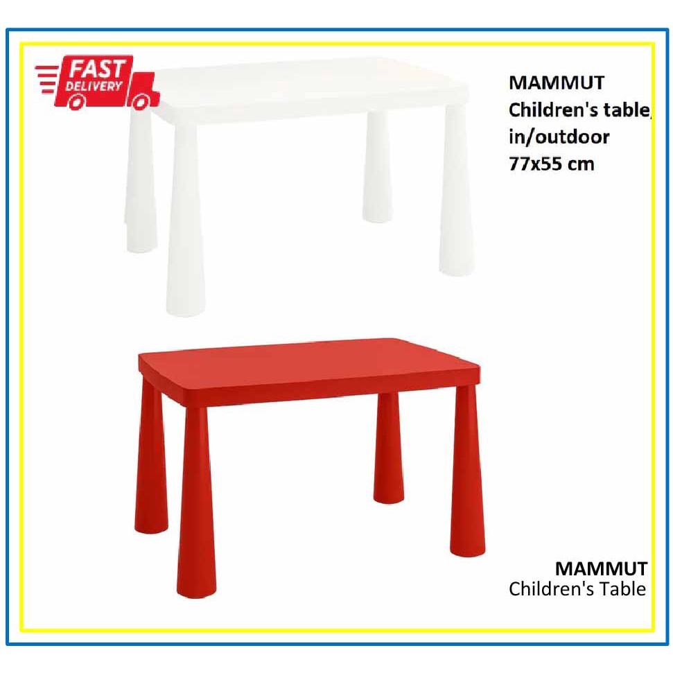 MAMMUT Children's Table, in/outdoor white 77x55 cm Meja Kanak-kanak ...