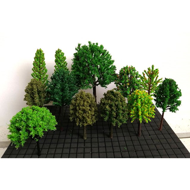 12 pcs 7cm - 14cm Miniature scale model Trees with different sizes ...
