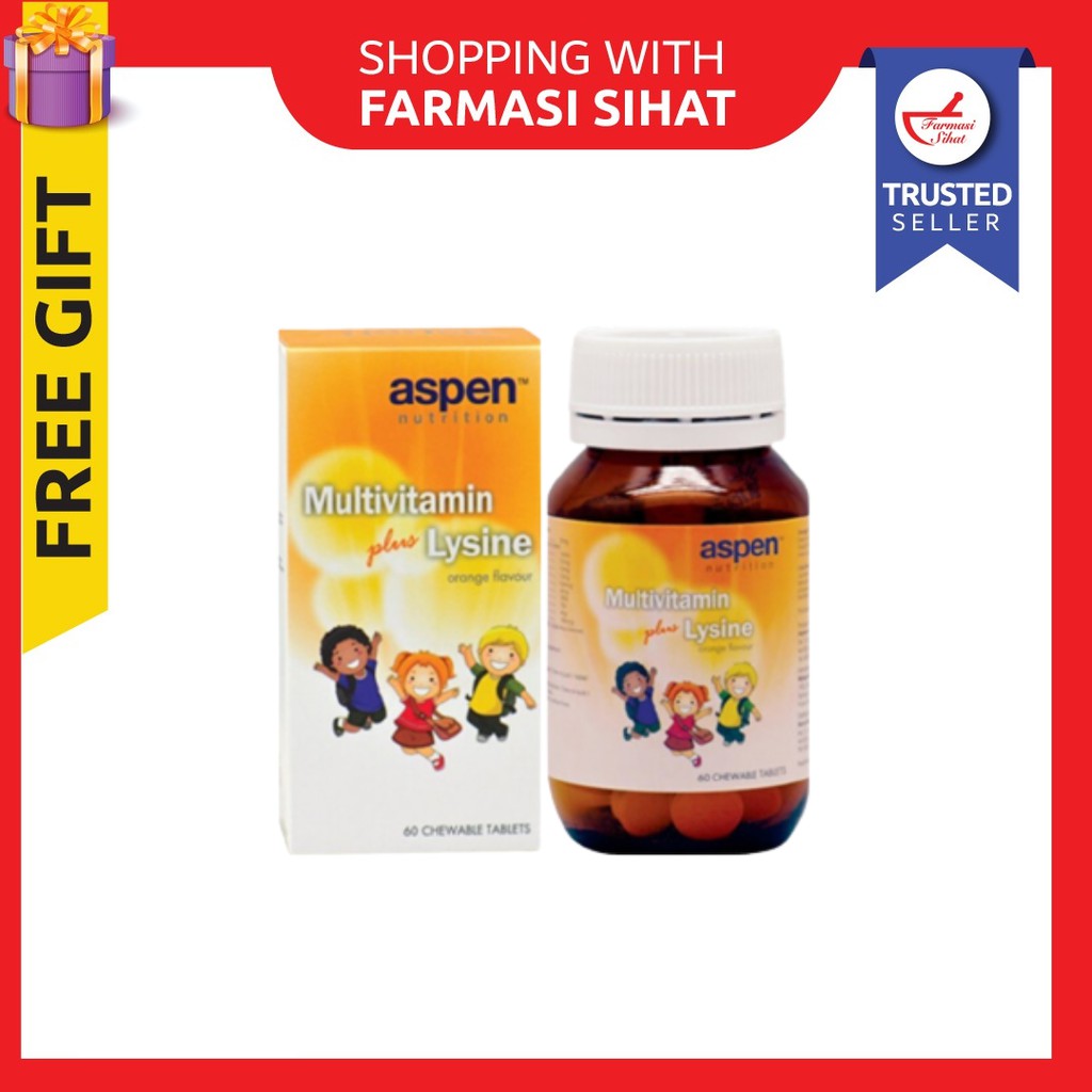 Aspen Nutrition Multivitamin Plus Lysine Orange Flavour (60 Chewable ...