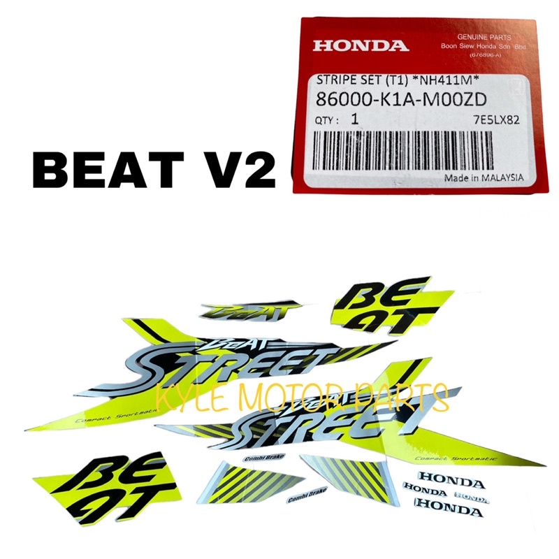 BEAT110 V2 BODY STICKER SET YELLOW SILVER ORIGINAL HONDA 100% | Shopee ...