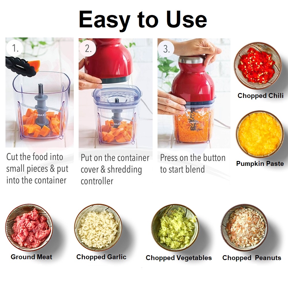 Aicook x Maidronic 200W 900mL Electric Capsule Chopper Food Blender ...