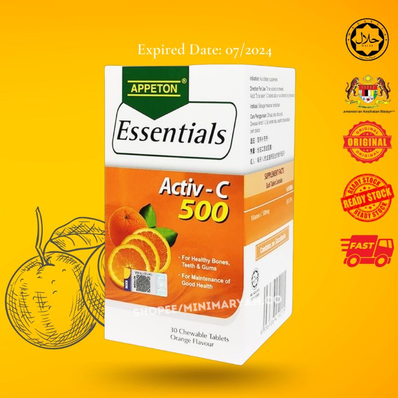 VITAMIN C (500MG) APPETON ESSENTIALS ACTIV-C 500 (30 CHEWABLE TABLETS ...