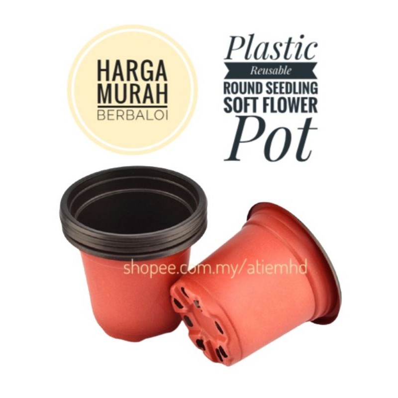 Pasu Bunga Semaian/Plastic Reusable Round Seedling Soft Flower Pot**1 ...