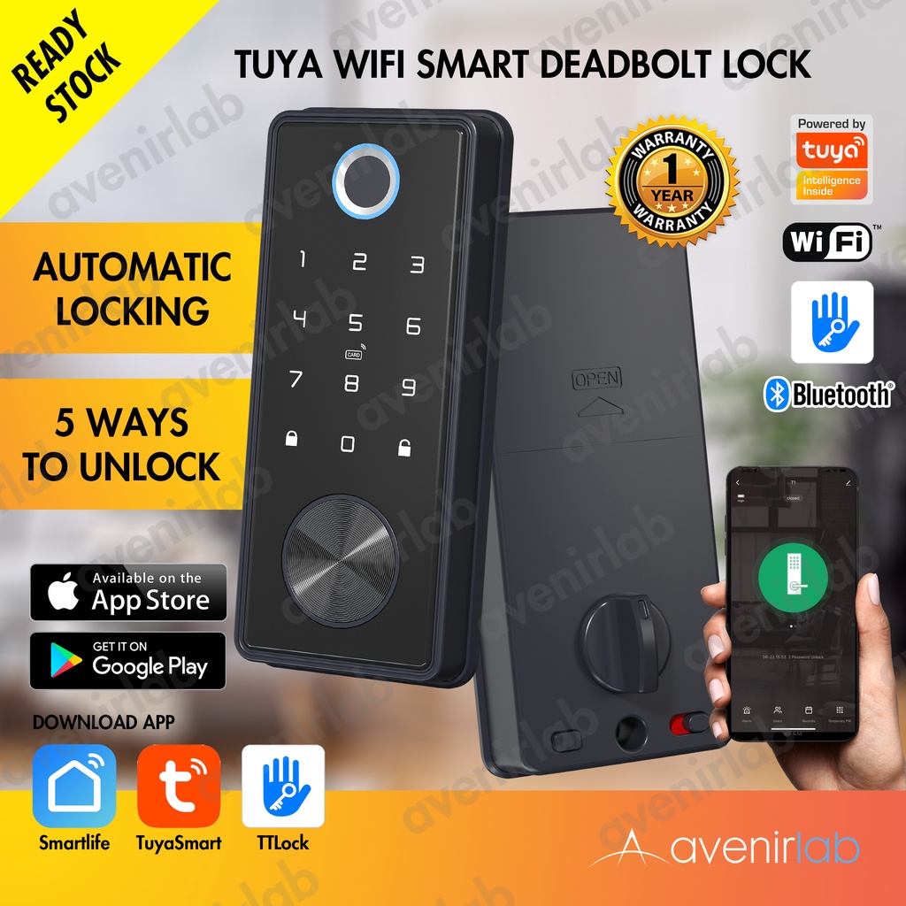 Tuya WiFi / TTLock Bluetooth Smart Deadbolt Automatic Smart Door Lock with Auto Lock Unlock No ...