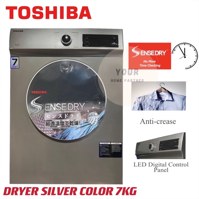 Toshiba SenseDry Tumble Dryer 7KG Silver TD-H80SEM(SK) | Shopee Malaysia
