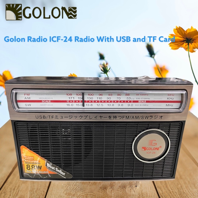 🌟New Model🌟 Golon Radio With FM / USB And TF Card Player (ICF-24 ...