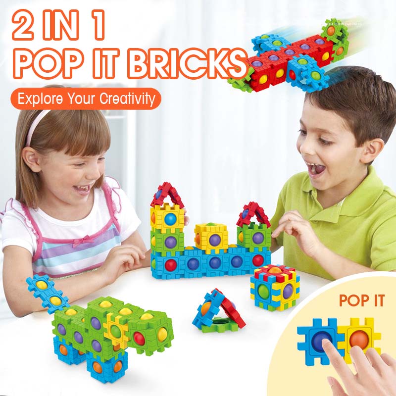 [Ready Stock] 2in1 POP IT Bricks Puzzle Toys Push Bubble Fidget and ...