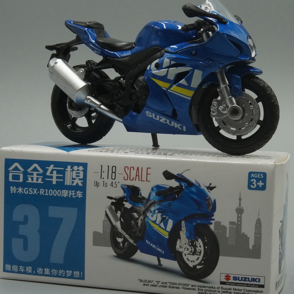 1:18 Diecast Motorcycle Model Toy Suzuki GSX-R1000 Miniature Replica ...