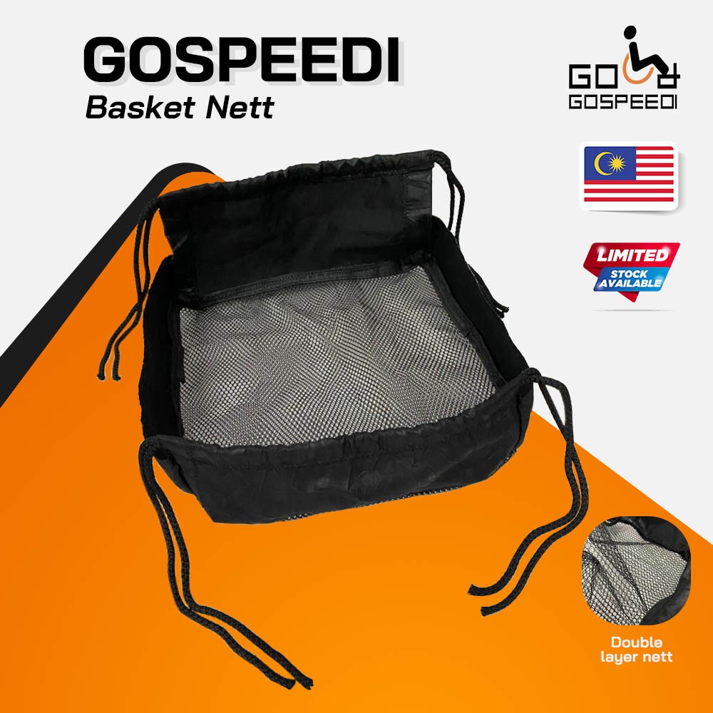 Gospeedi Bakul barang kerusi roda / Basket Nett for wheelchair | Shopee ...