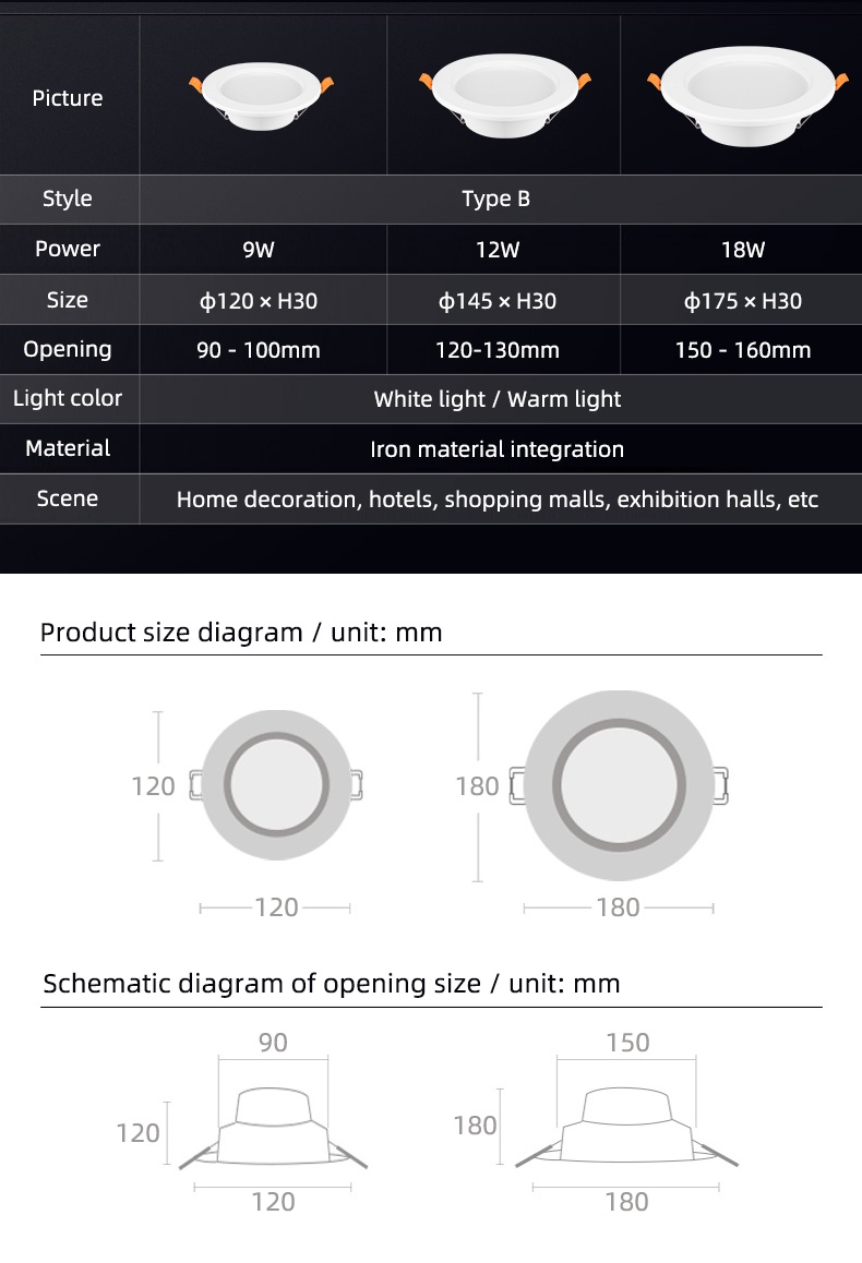 Lampu Downlight Led Ceiling Down Light 3.5-6inch Lampu Downlights ...