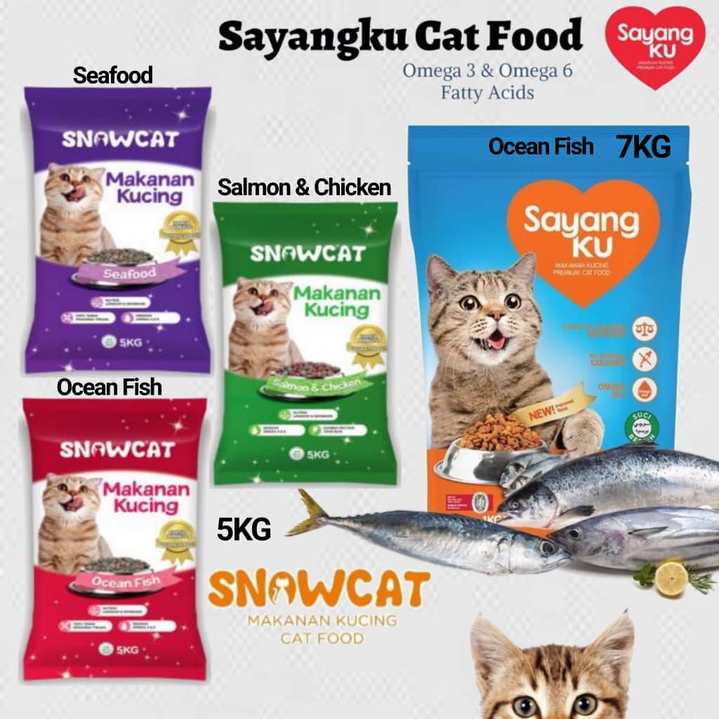 [5KG/7KG] SAYANGKU CAT FOOD / SNOWCAT CAT FOOD / MAKANAN KUCING / OCEAN ...