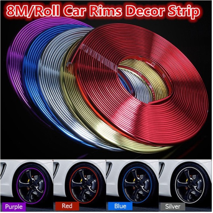 8M Car Wheel Rim Sticker Chrome Wheel Decoration Auto Tire Rims Plated ...