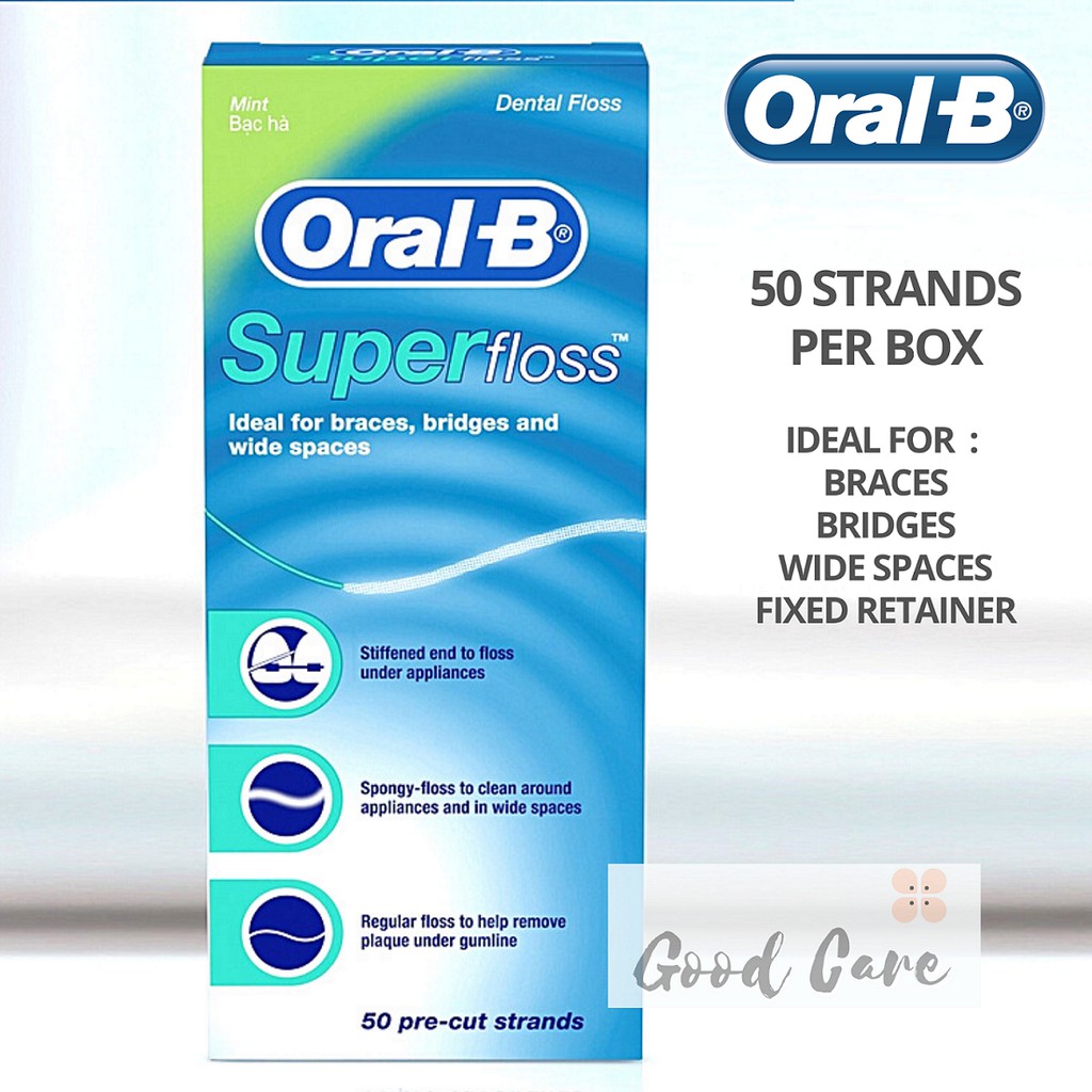Oral B Super Floss Mint (50 strands/pack) - Ideal for braces, bridges ...