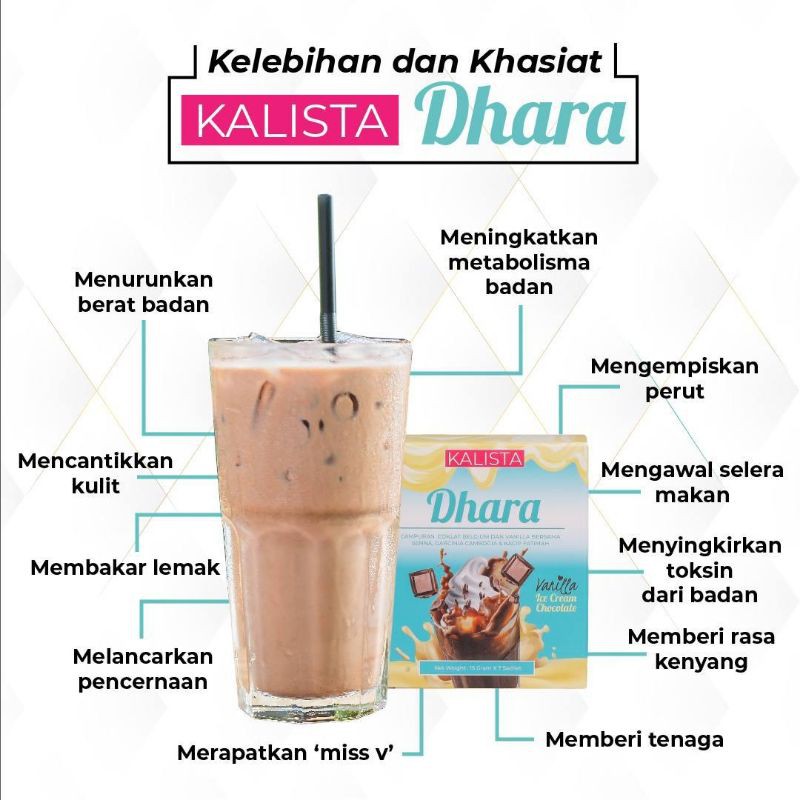 Kalista Dhara Vanilla Cream Belgium Chocolate Slimming Drink (15g x 7 ...